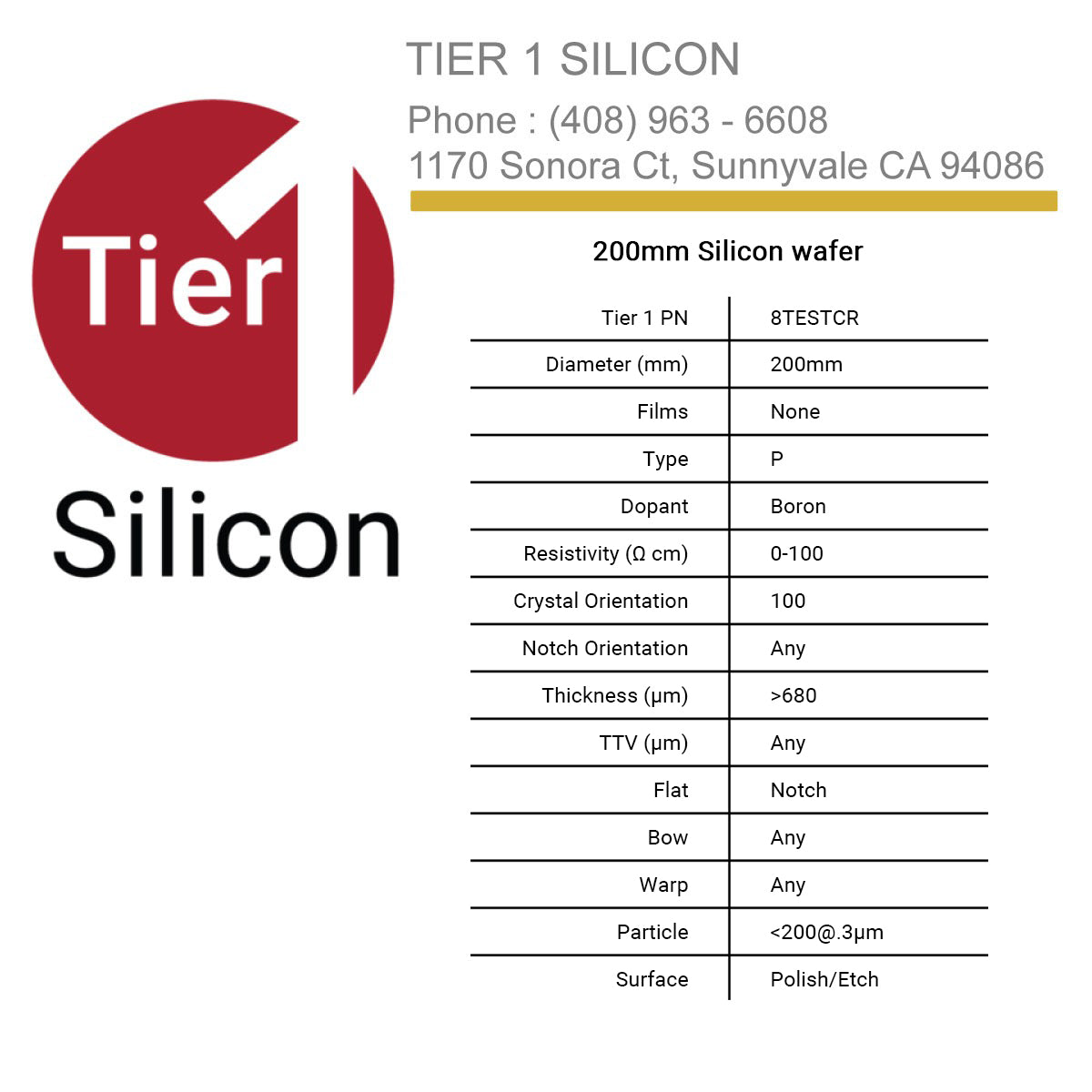 200mm Silicon wafer - Shop Wafers